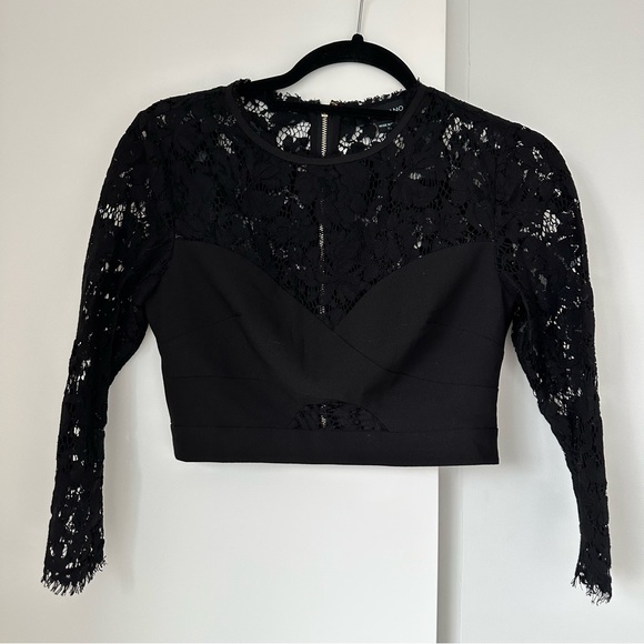 Marciano | Tops | Marciano Black Metallic Lace Crop Top | Poshmark